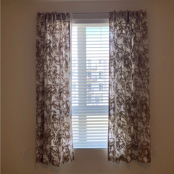 CB2 | Accents | Cb2 Gold Monstera Palm Leaf Curtains | Poshmark